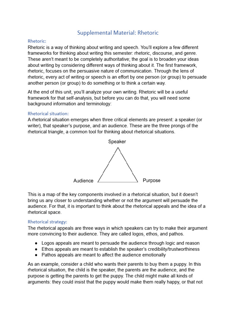Reading 1.1 - Intro To Rhetoric | PDF | Rhetoric | Persuasion