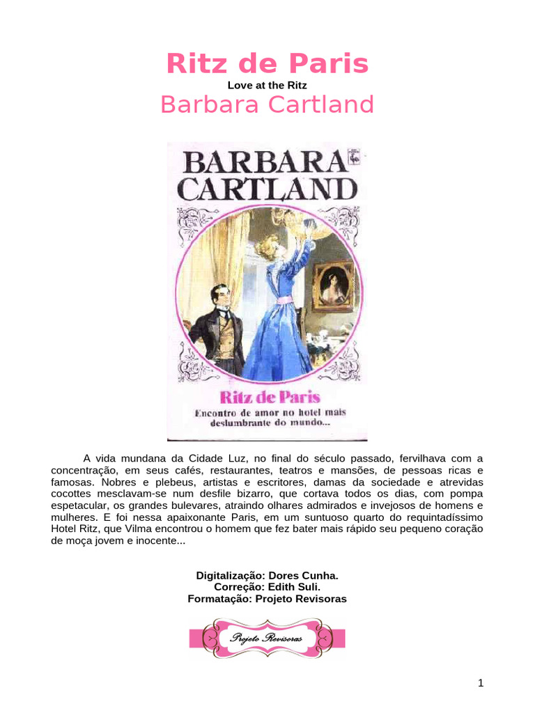 Barbara Cartland - Ritz de Paris (Coleção Barbara Cartland 279) | PDF ...