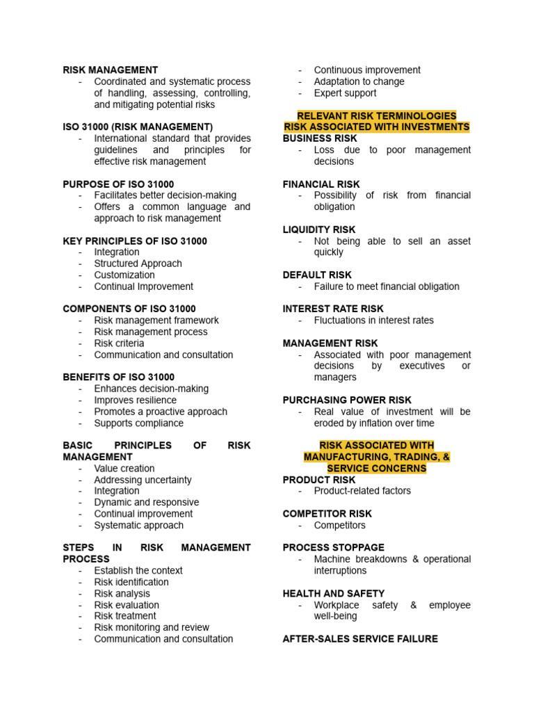 AE 10 Reviewer by Ruuu | PDF | Financial Risk | Risk Management