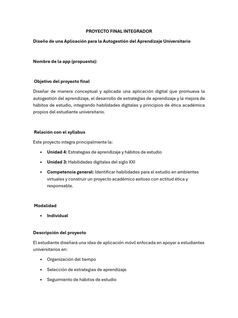 Proyecto Final Integrador Estrategias Martes | PDF | Aprendizaje ...