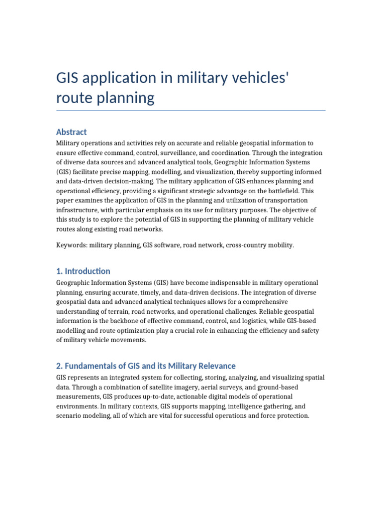 GIS Military Route Planning | PDF | Geographic Information System ...