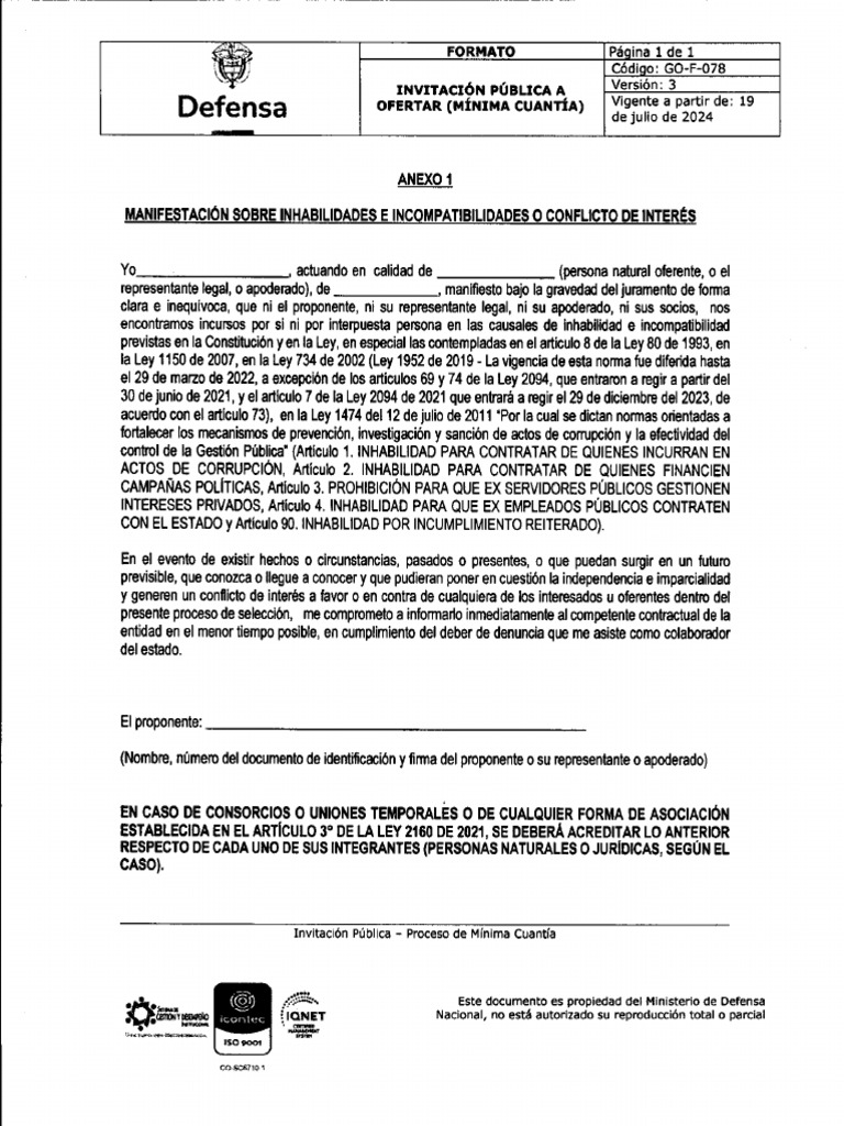 Anexos PDF Minima Cuantia 033 2024 Mdn Ugg Da | PDF