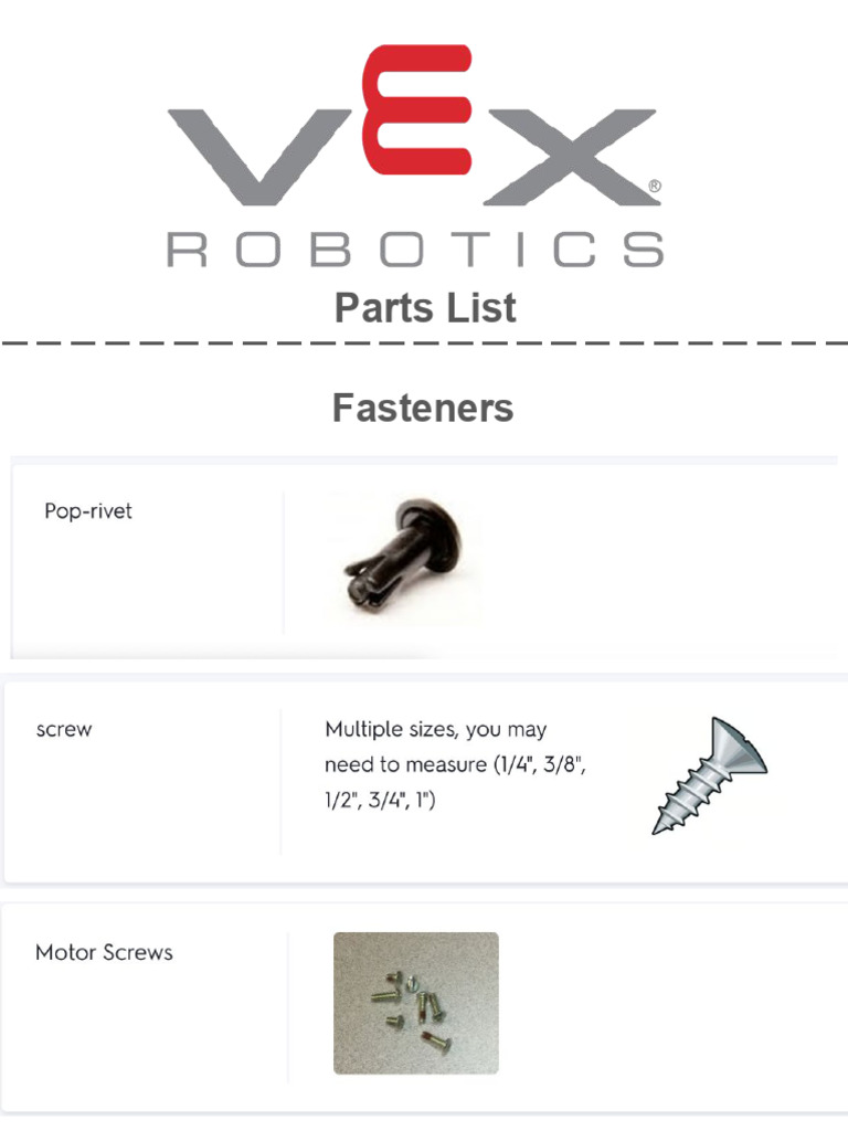 VEX Parts List | PDF
