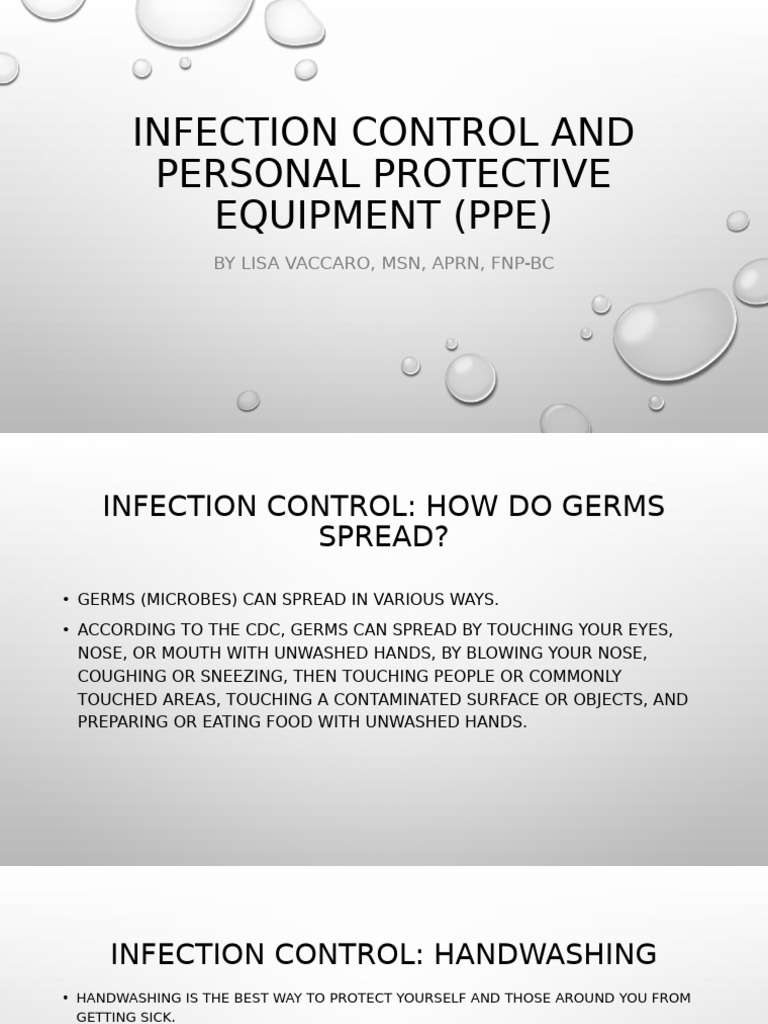 Infection Control PPE | PDF | Hand Washing | Diseases And Disorders