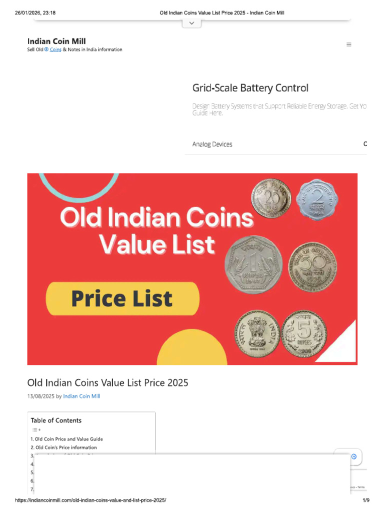 Old Indian Coins Value and List Price 2025 | PDF
