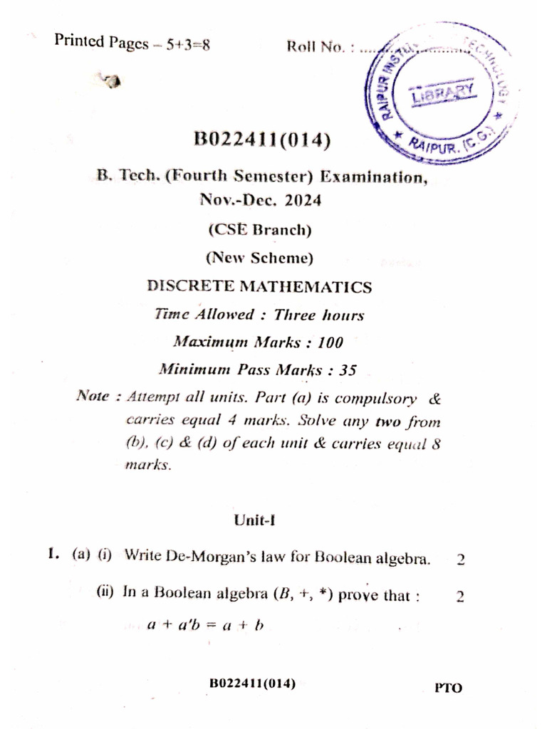 2024 Nov-Dec-Discrete Mathematics (AICTE) | PDF