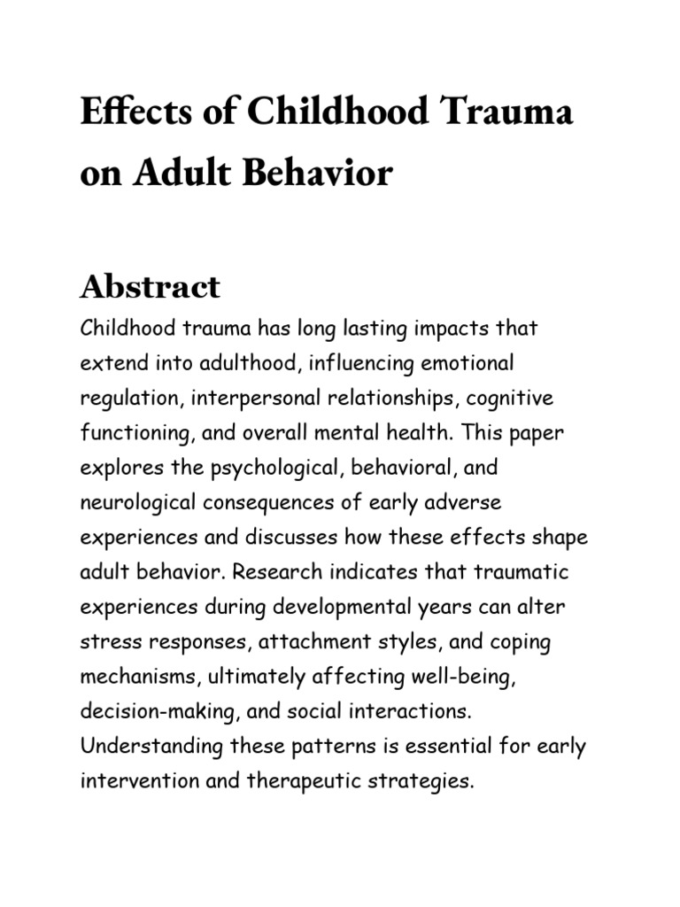 Effects of Childhood Trauma on Adult Behavior (1) | PDF | Psychological ...