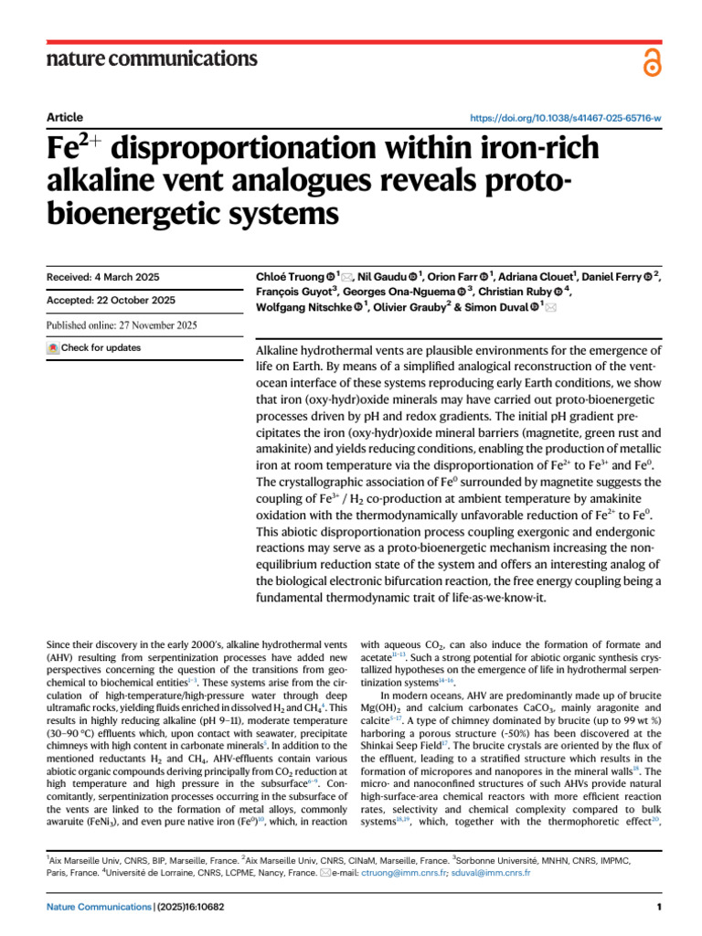 Alkaline Vent Analogues Reveals Protobioenergetic Systems | PDF | Redox ...