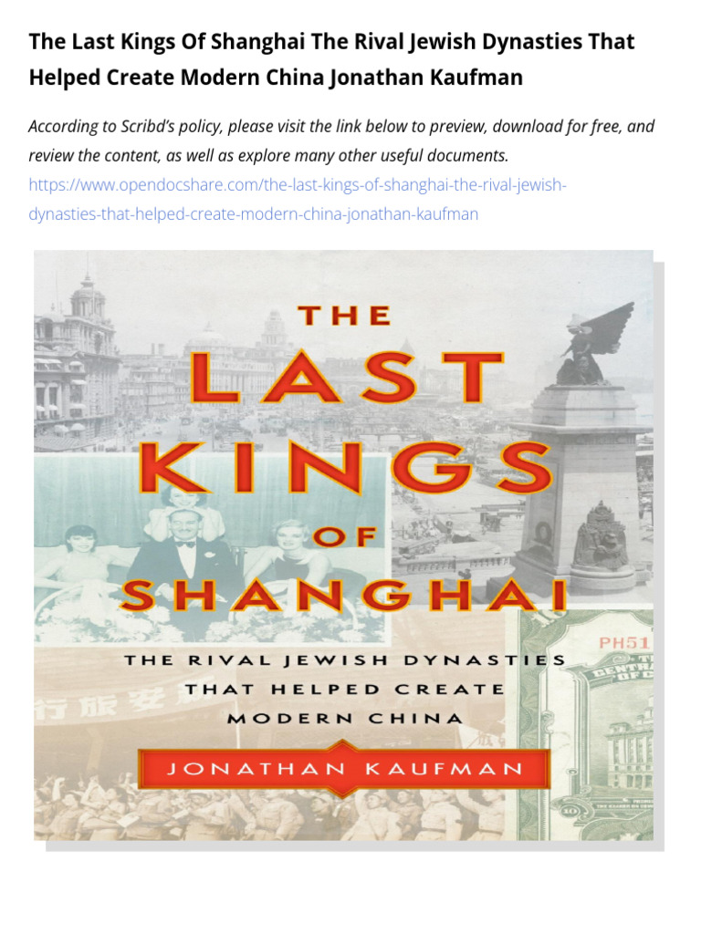 The Last Kings Of Shanghai The Rival Jewish Dynasties That Helped ...