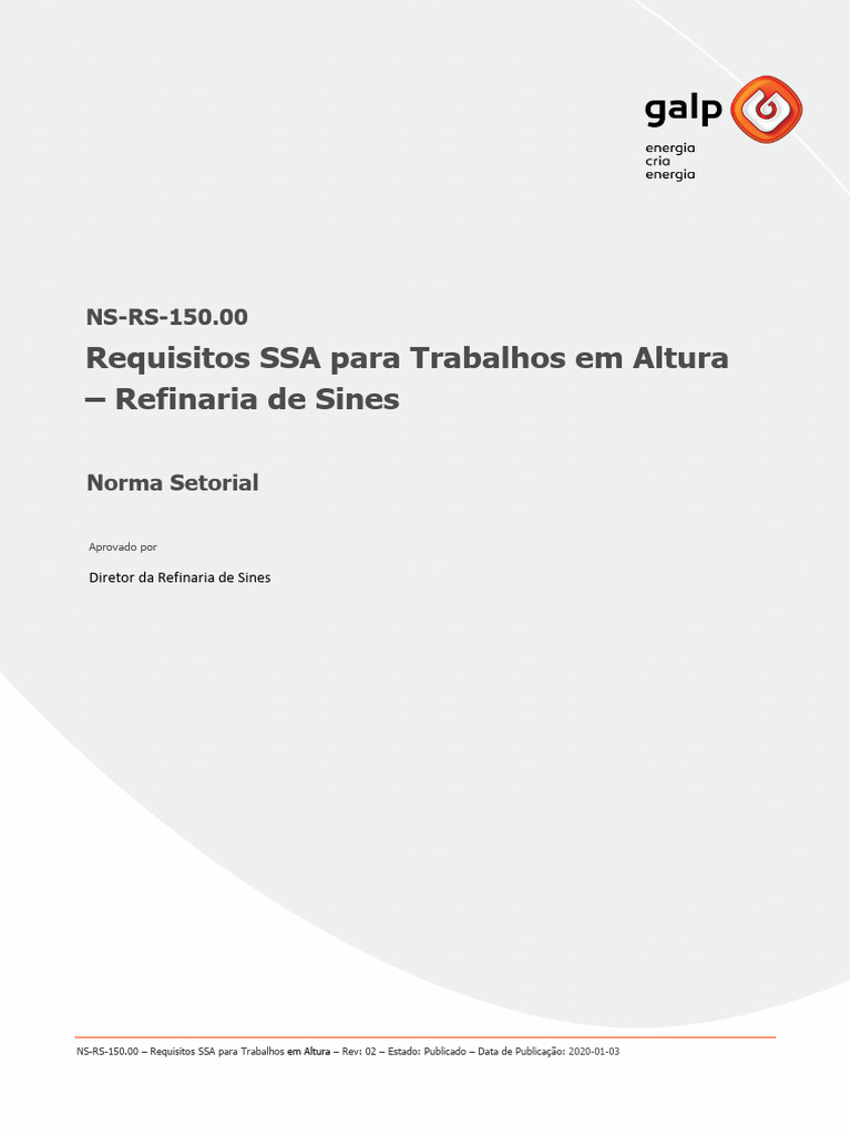 (NS-RS-150.00) Requisitos SSA para Trabalhos em Altura | PDF | Estado ...