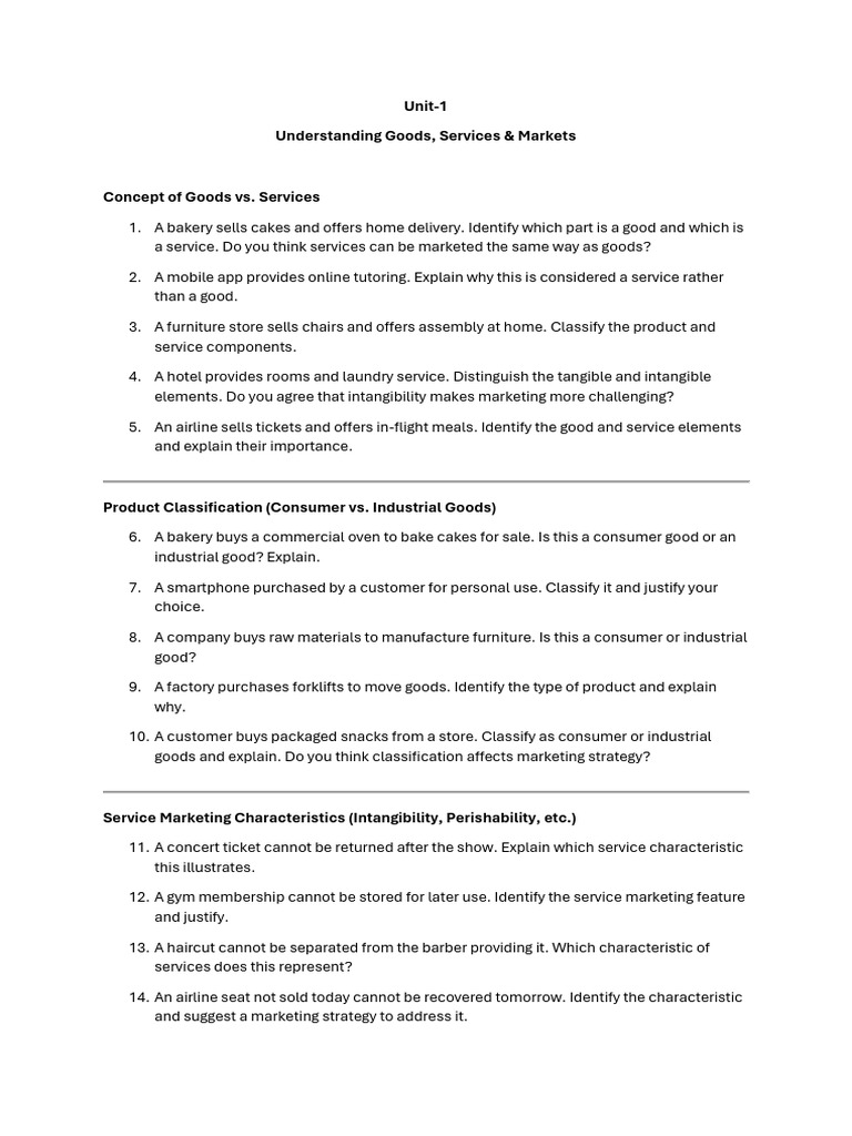 Question Bank for Reference | PDF | Marketing | Goods
