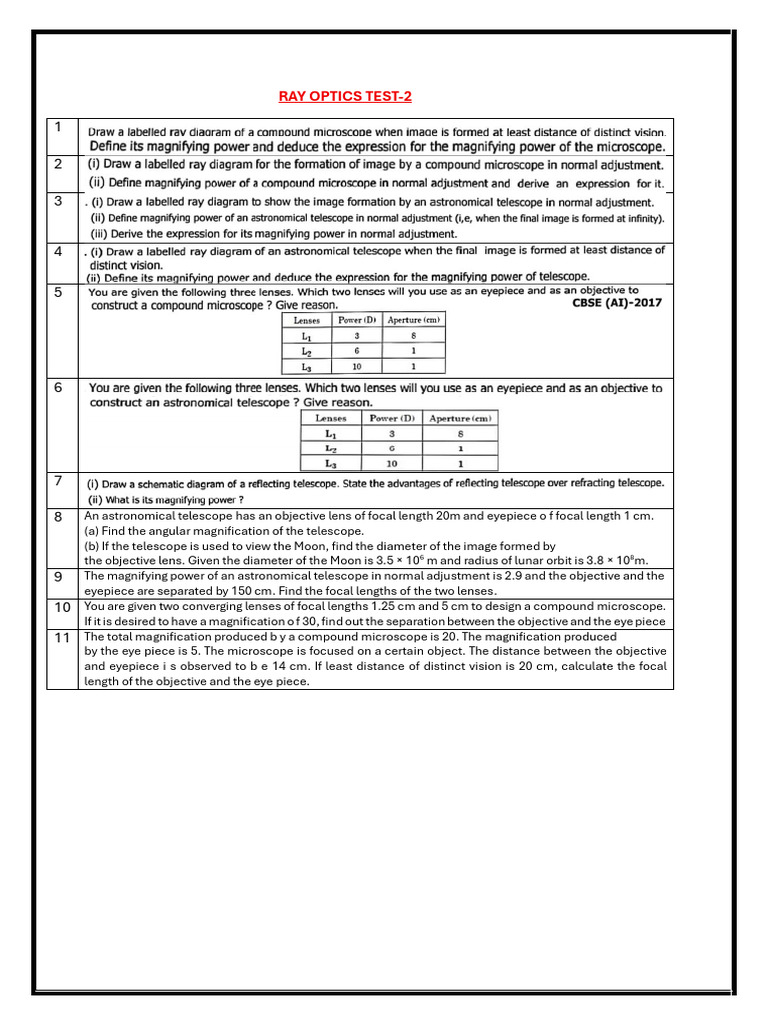 Ray Optics Test-2 | PDF
