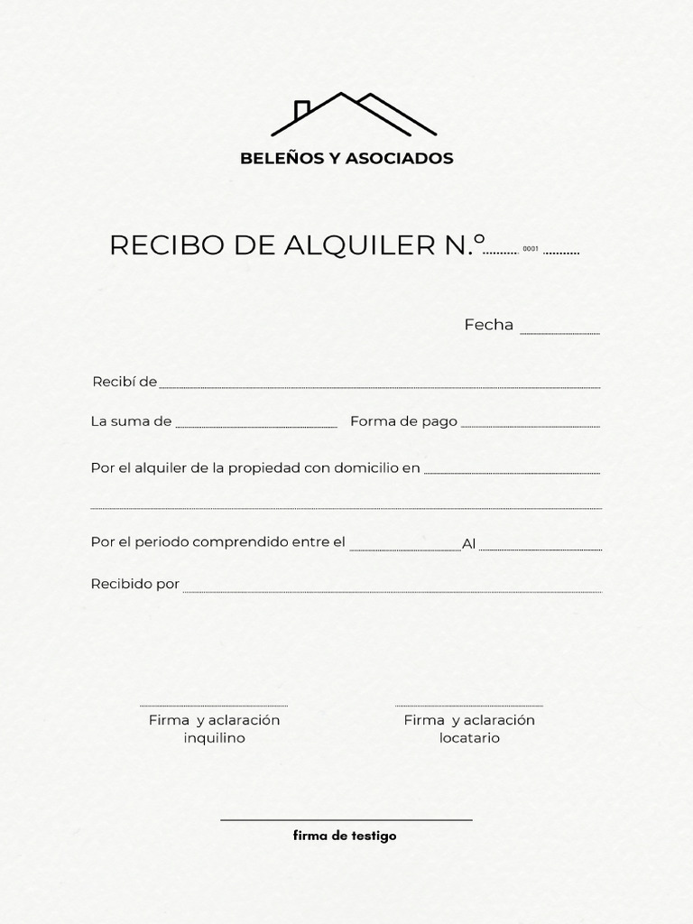 A4 Recibo de Alquiler Inmobiliaria Simple Blanco y Negro_20250703 ...