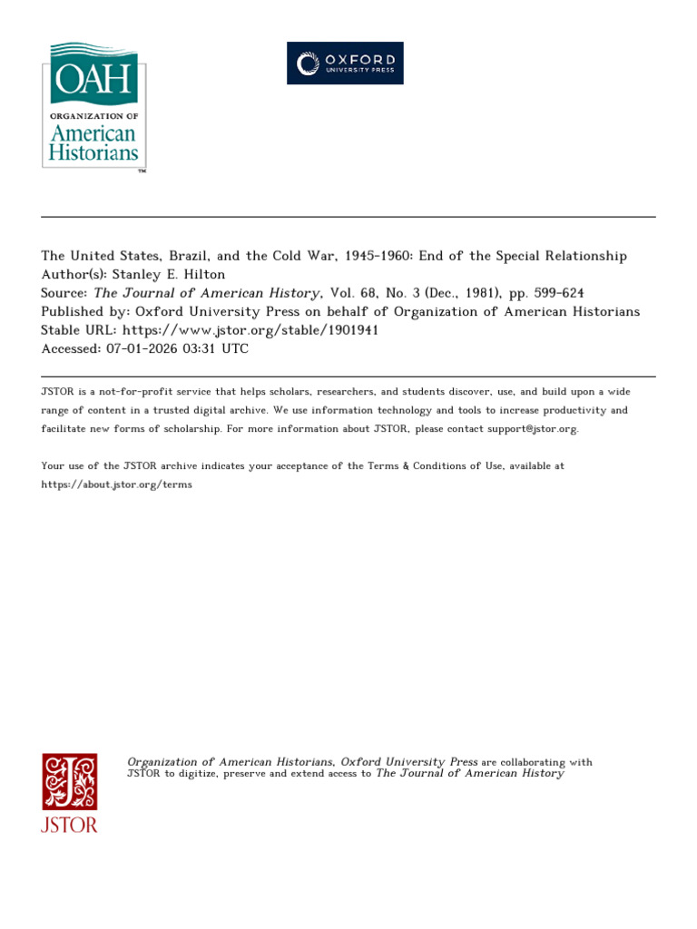 Hilton - The United States, Brazil, And the Cold War, 1945-1960 | PDF ...