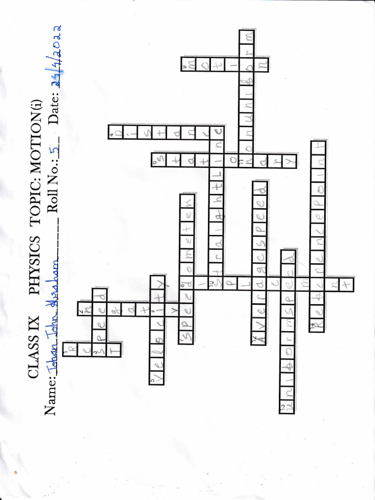 Physics Crossword | PDF