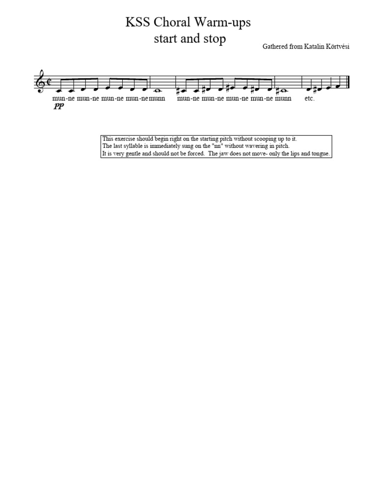 KSS Choral Warm Ups Start and Stop | PDF