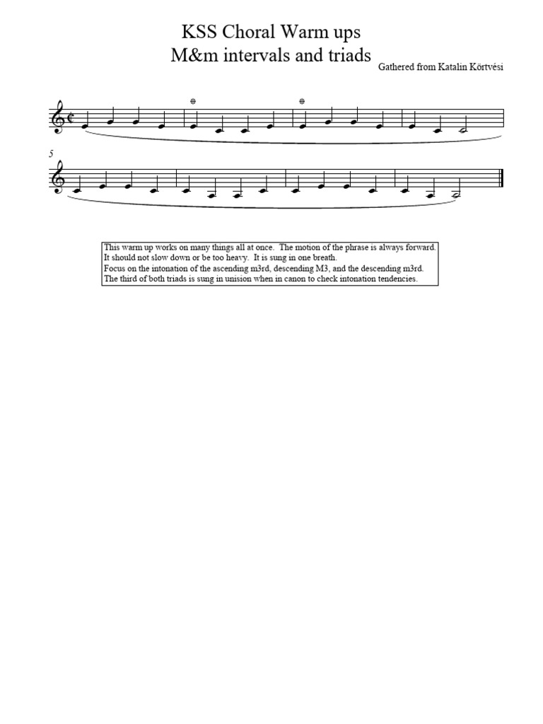 KSS Choral Warm Ups Mm Intervals and Triads | PDF