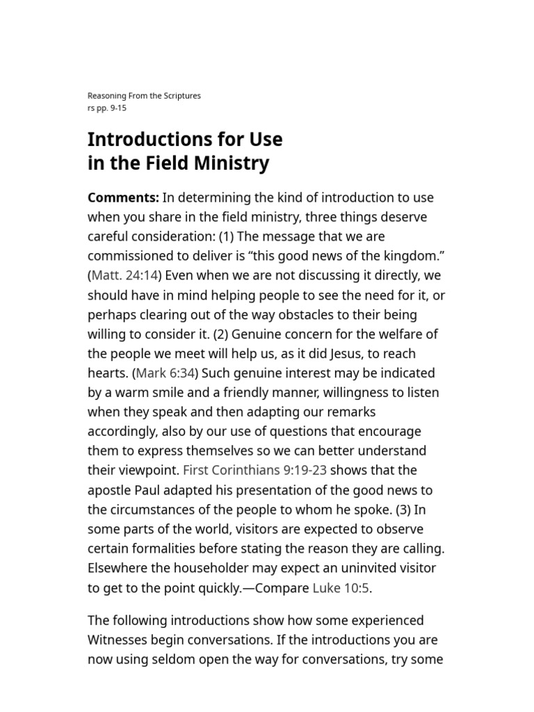 Introductions for Use in the Field Ministry — Watchtower ONLINE LIBRARY ...