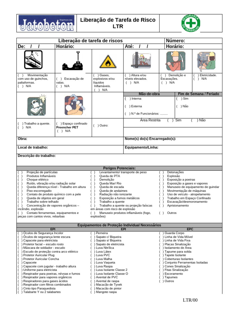 Ltr - Liberacao de Tarefa de Riscos | PDF | Eletricista | Capacete