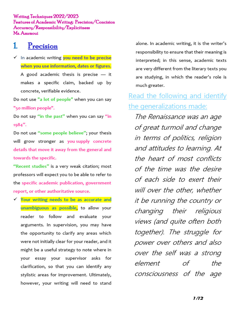 Precision Concision Accuracy Responsibility Explicitness | PDF ...