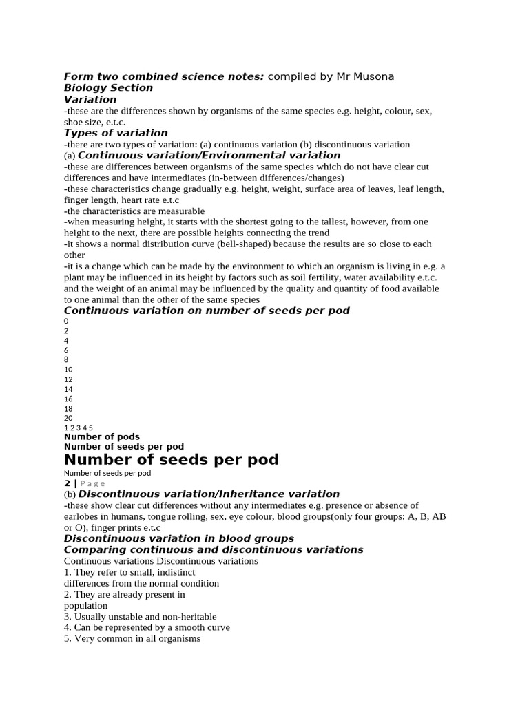 Form Two Combined Science Notes | PDF | Digestion | Flowers