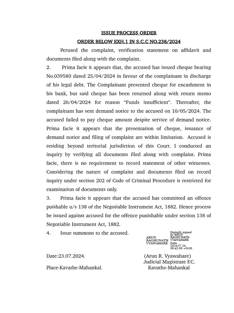 Issue Process Order 138 | PDF