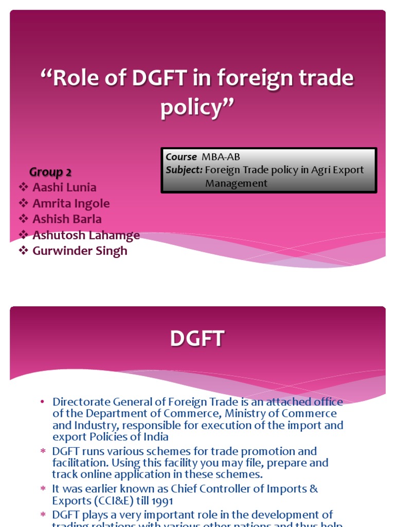 DGFT | Exports | Trade