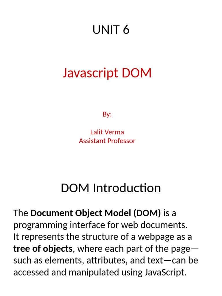 Unit 6 Cse326 Complete | PDF | Document Object Model | Web Development