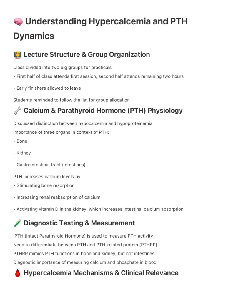 ? Understanding Hypercalcemia and PTH Dynamics | PDF | Endocrine System ...