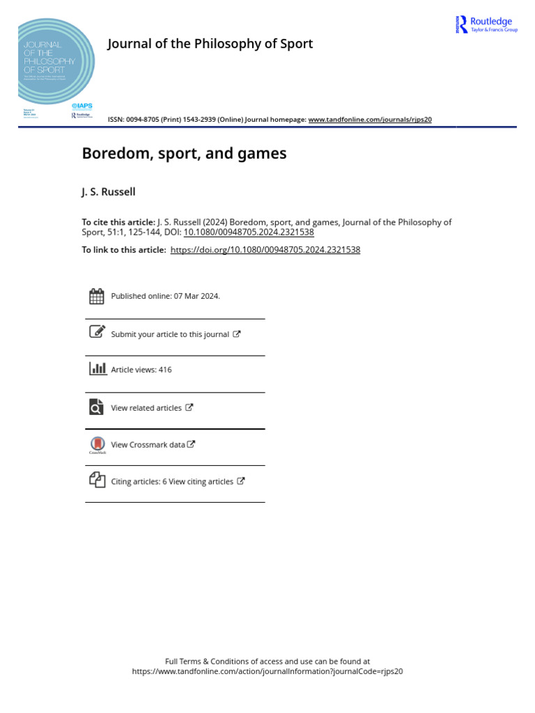 Boredom Sport and Games | PDF | Feeling | Batting (Baseball)