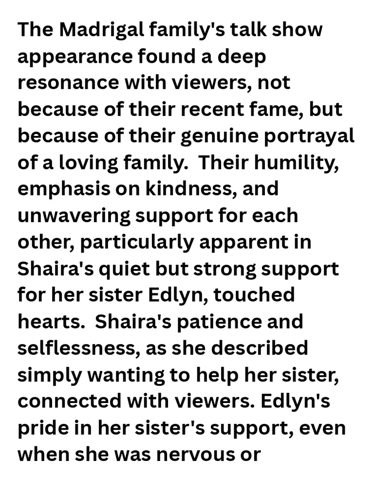 The Madrigal Family's Talk Show Appearance Found a Deep Resonance With ...