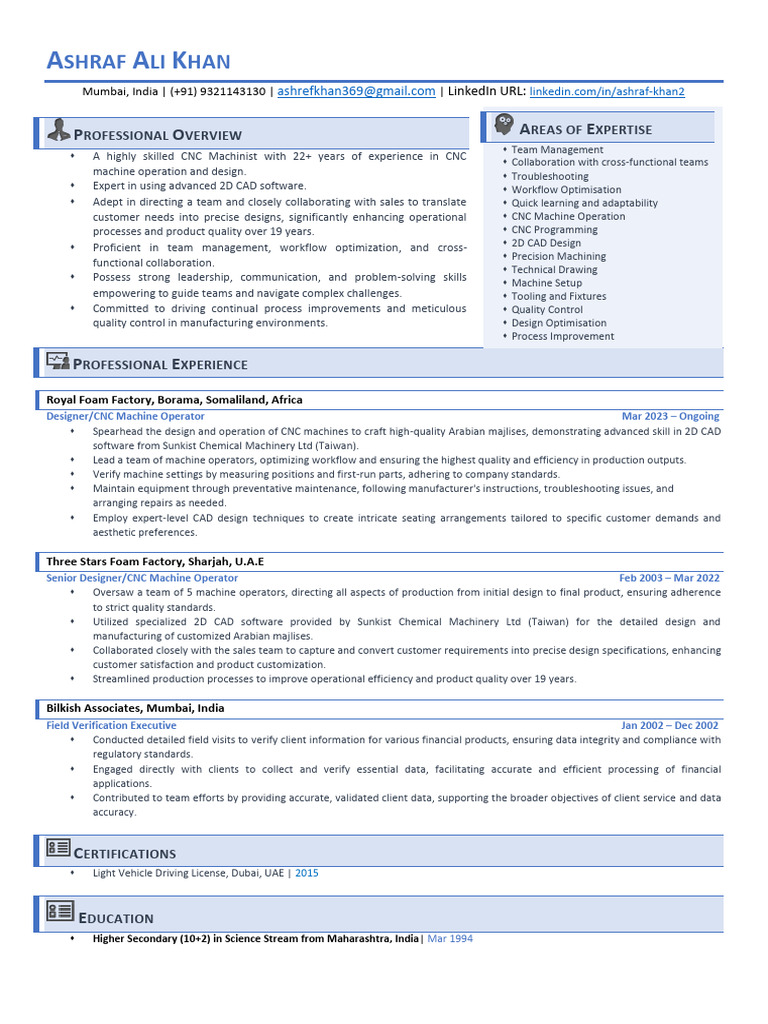 Resume Ashraf Khan | PDF | Program Optimization | Verification And ...