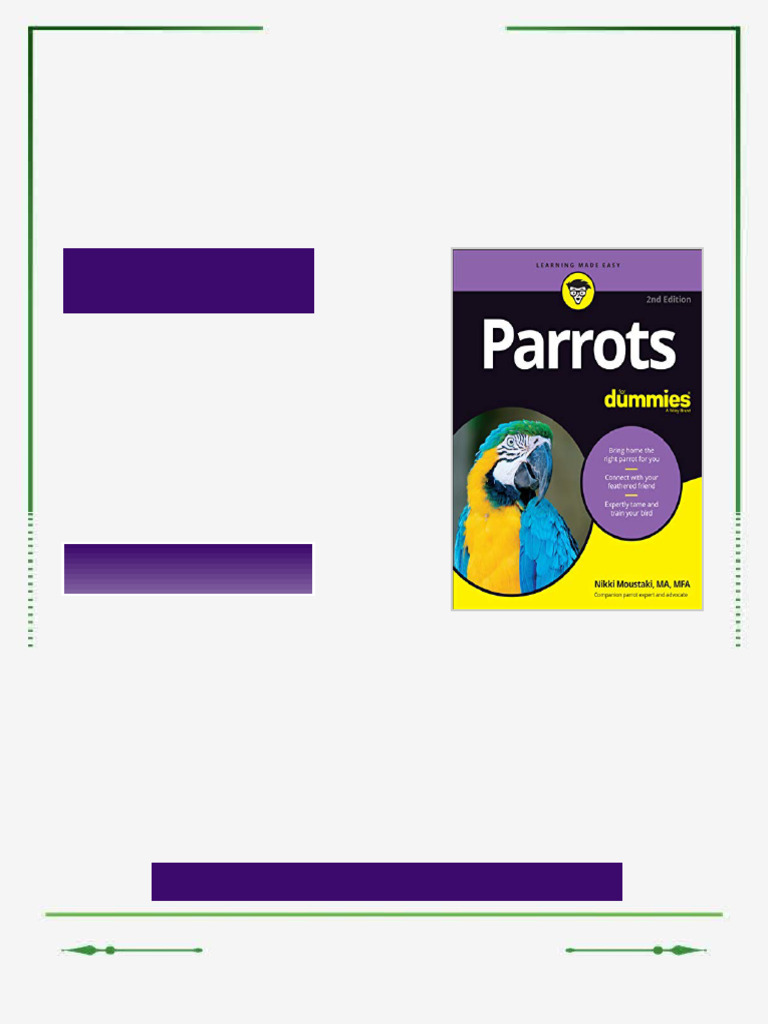 Parrots For Dummies 2nd Edition Nikki Moustaki ebook updated chapters ...