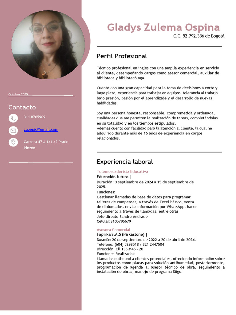Cv Gladys Zulema o Spin A | PDF