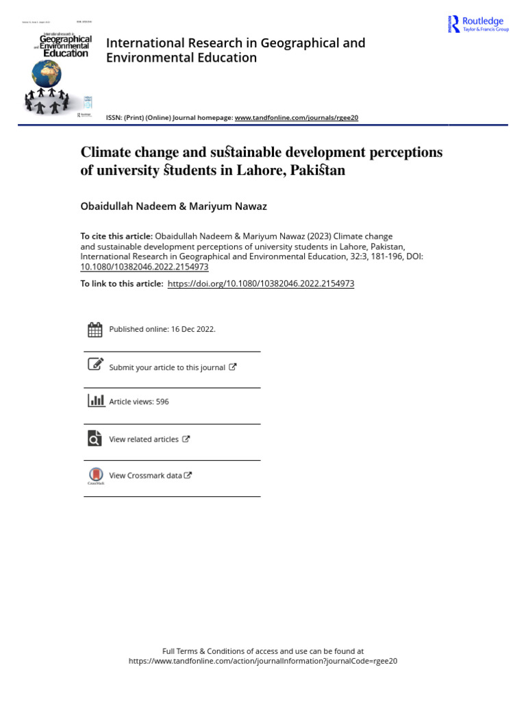 Climate Change and Sustainable Development Perceptions of University ...