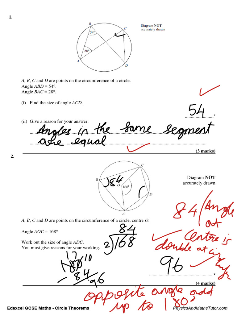 Circle Theorems QP | PDF | Circle | Angle