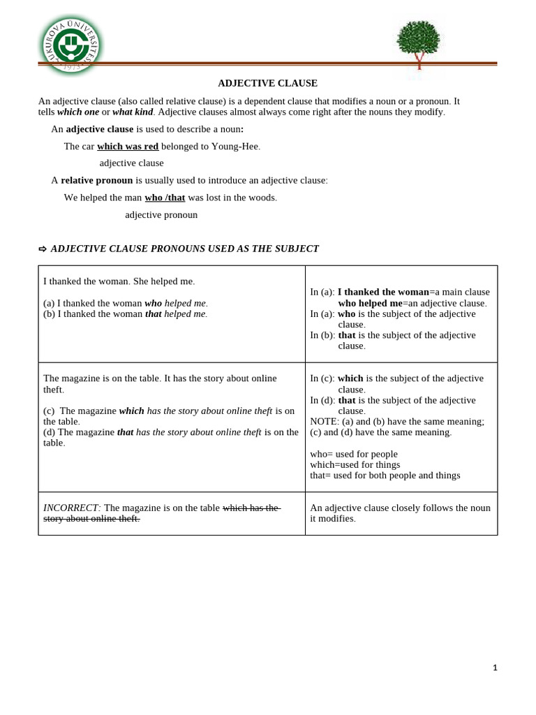 4- Relative_clauses-subject and Object Position | PDF | Adjective | Clause