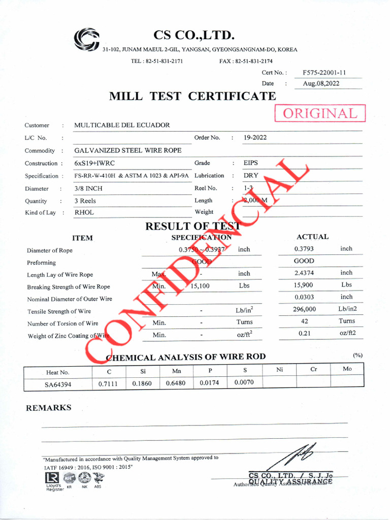 Cable AA 3-8 Galv 6x19_watermark | PDF