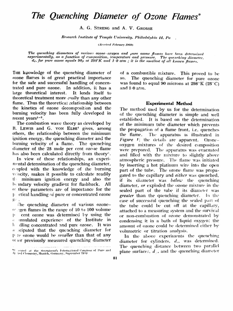 the quenching diameter of ozone flames | PDF | Ozone | Combustion