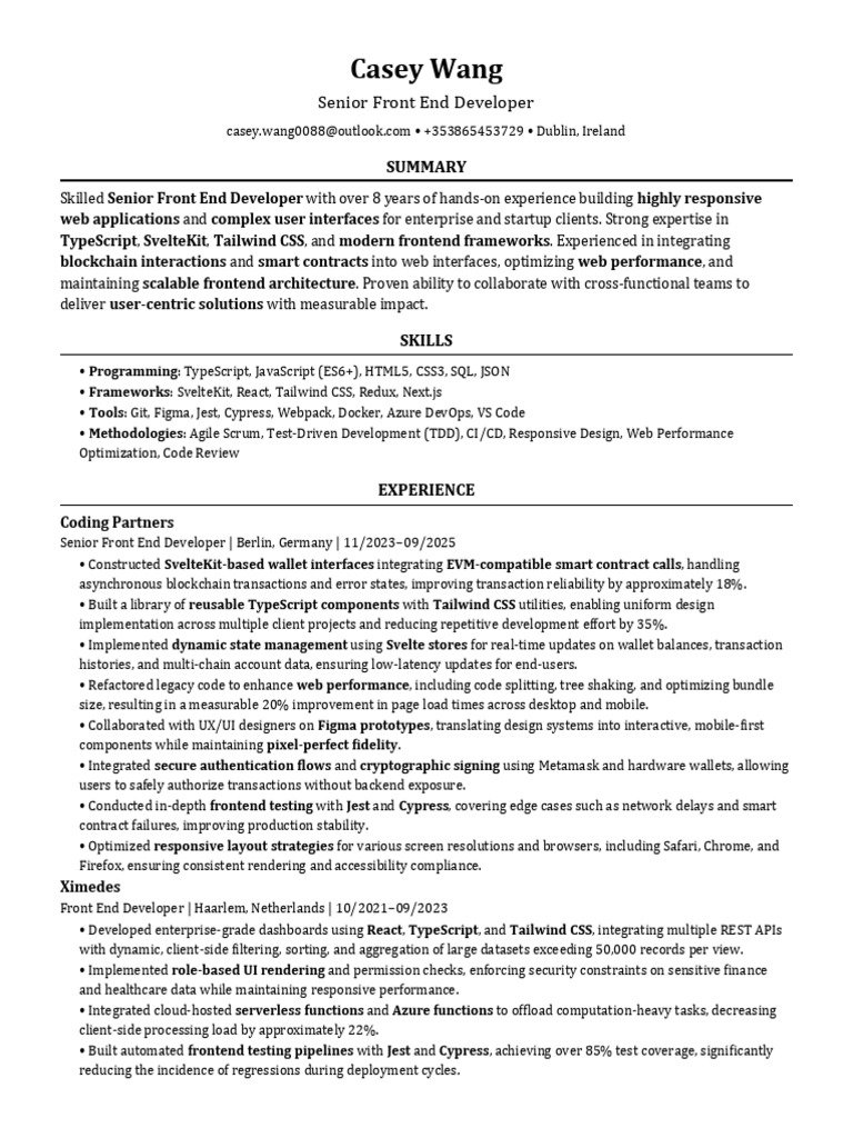 Casey_Wang_Resume(gnosis) | PDF | Software | Computer Science