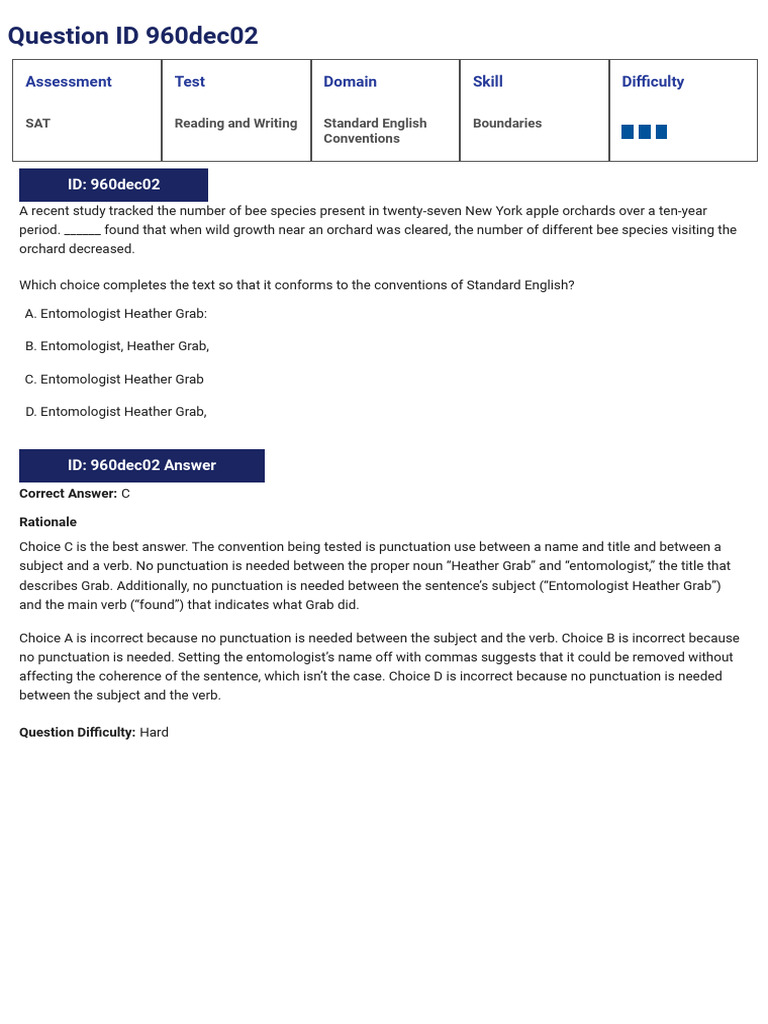SAT Suite Question Bank - Boundaries | PDF | Comma | Language Mechanics