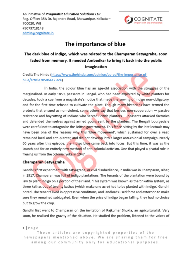 Janu 14th 2026-The Importance of Blue | PDF