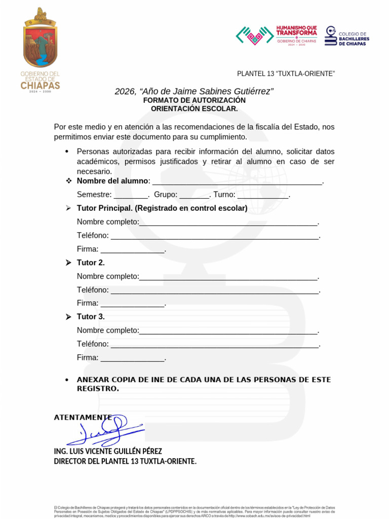 Formato Autorizacion Control Escolar (1) | PDF