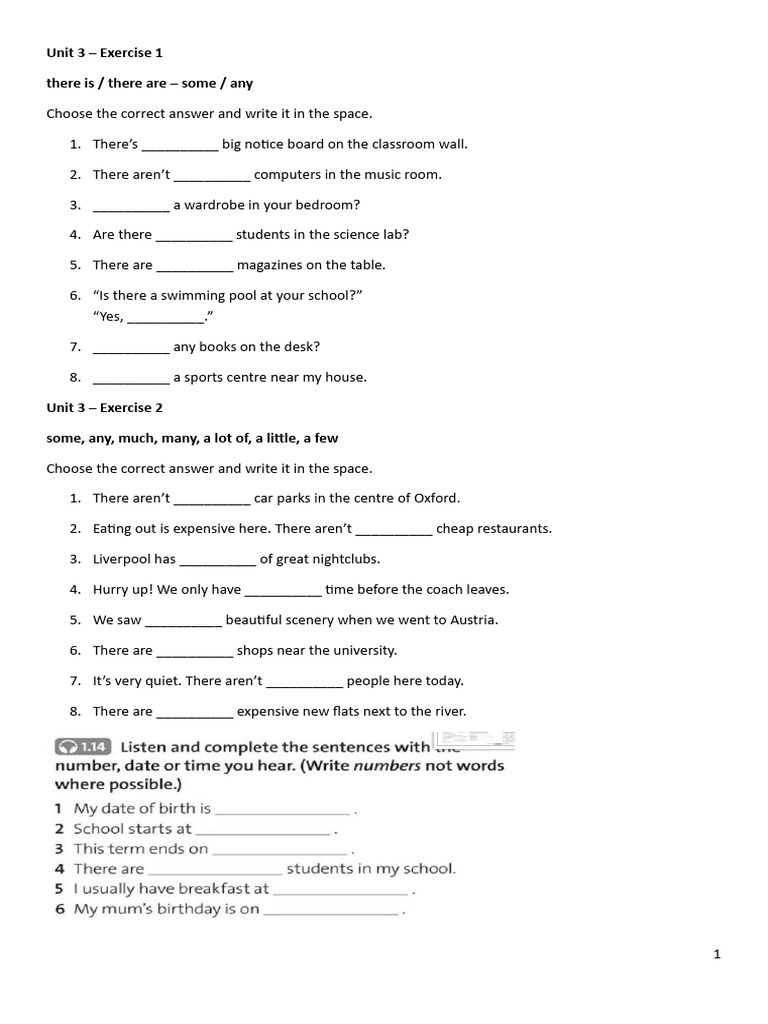 Unit 3 Revision Aim High 1 | PDF