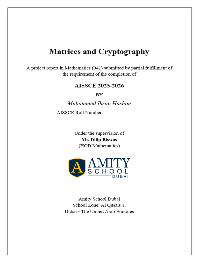Matrices and Cryptography Math Project | PDF | Cipher | Encryption
