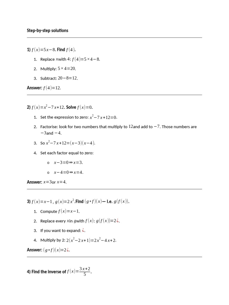 Step by Step Solution Function Maths | PDF | Square Root | Multiplication
