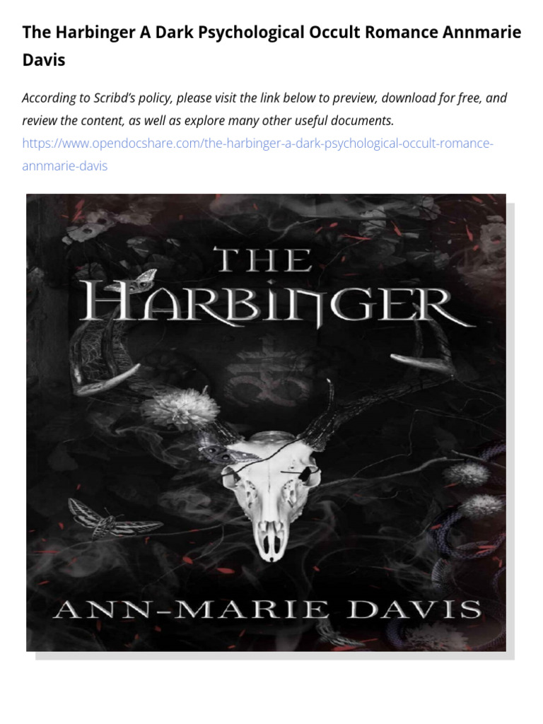 The Harbinger A Dark Psychological Occult Romance Annmarie Davis | PDF ...