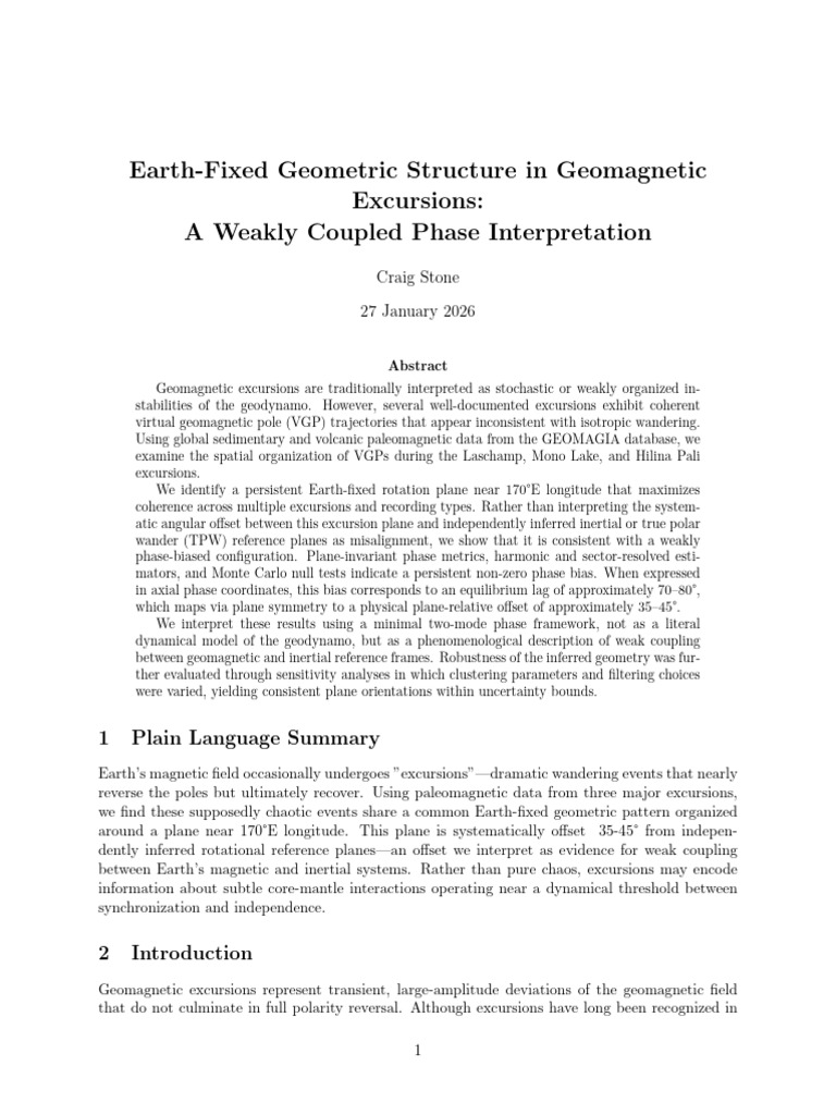Earth-Fixed Rotation Planes in Geomagnetic Excursions: A Two-Mode ...