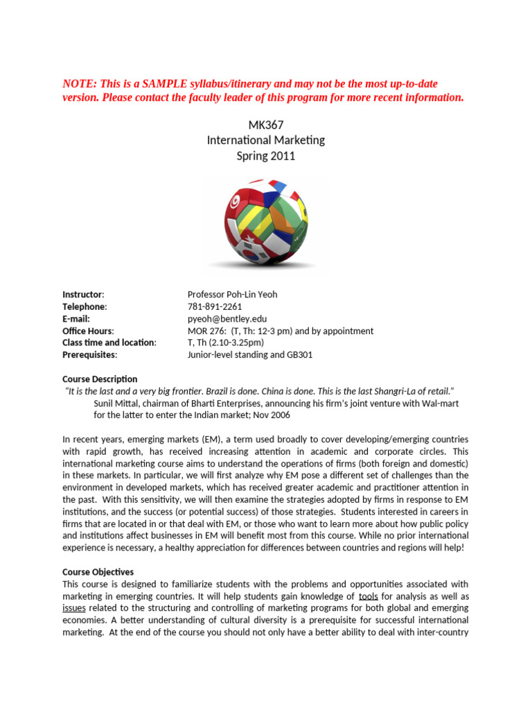 Turkey Undergrad Spring Syllabus | PDF | Academic Dishonesty | Marketing