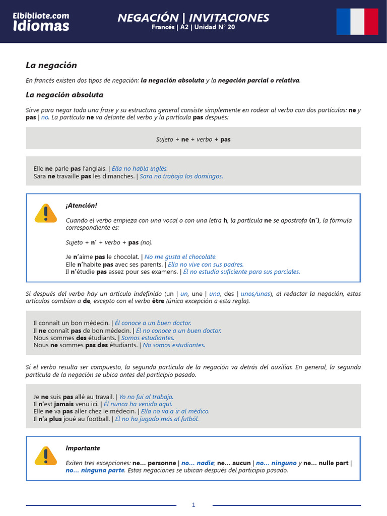 Francés A2 20 | PDF | Interpretación (filosofía) | Relaciones sintácticas